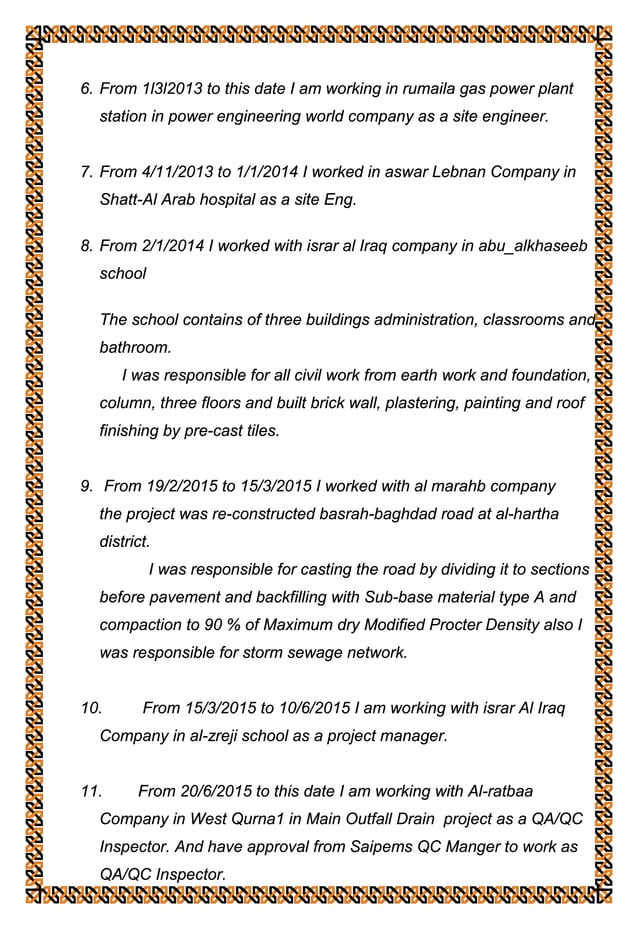 Noor c.v | PDF | Civil Engineering Industry | Industries