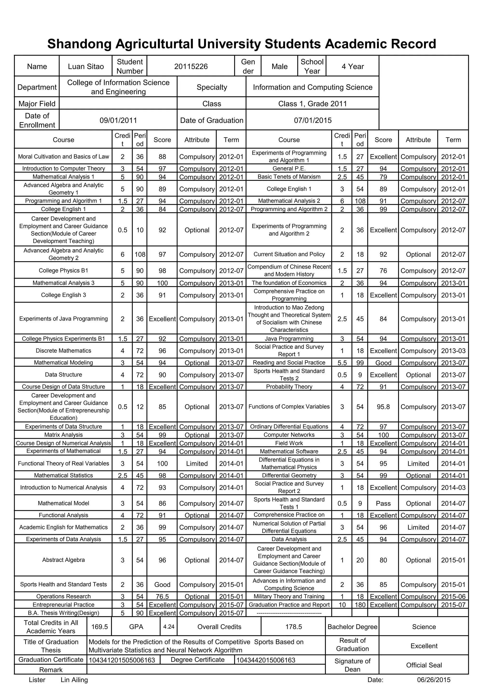 final transcript英文版 | PDF