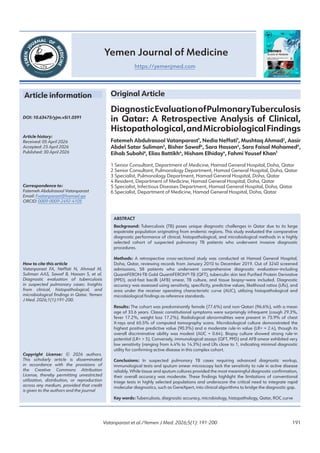 Diagnostic Evaluation of Pulmonary Tuberculosis in Qatar: A ...