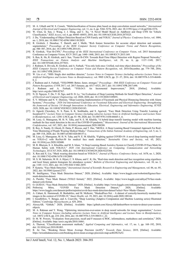 Multiple face mask wearer detection based on YOLOv3 approach | PDF