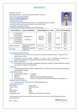 BIODATA_SUBIR GUPTA | PDF