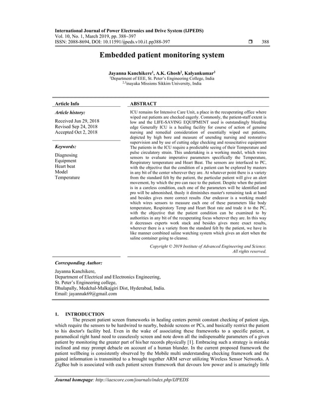 Embedded Patient Monitoring System | PDF