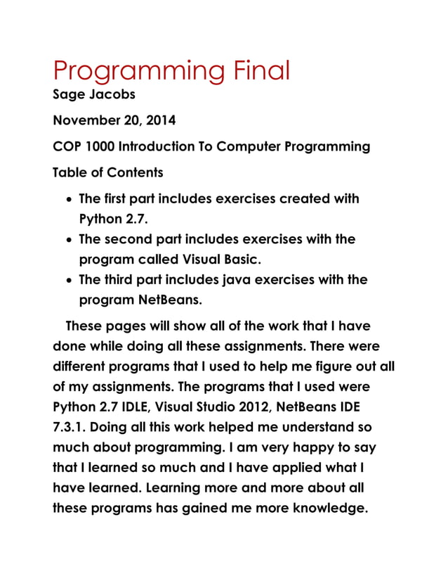 The Final Programming Project | PDF