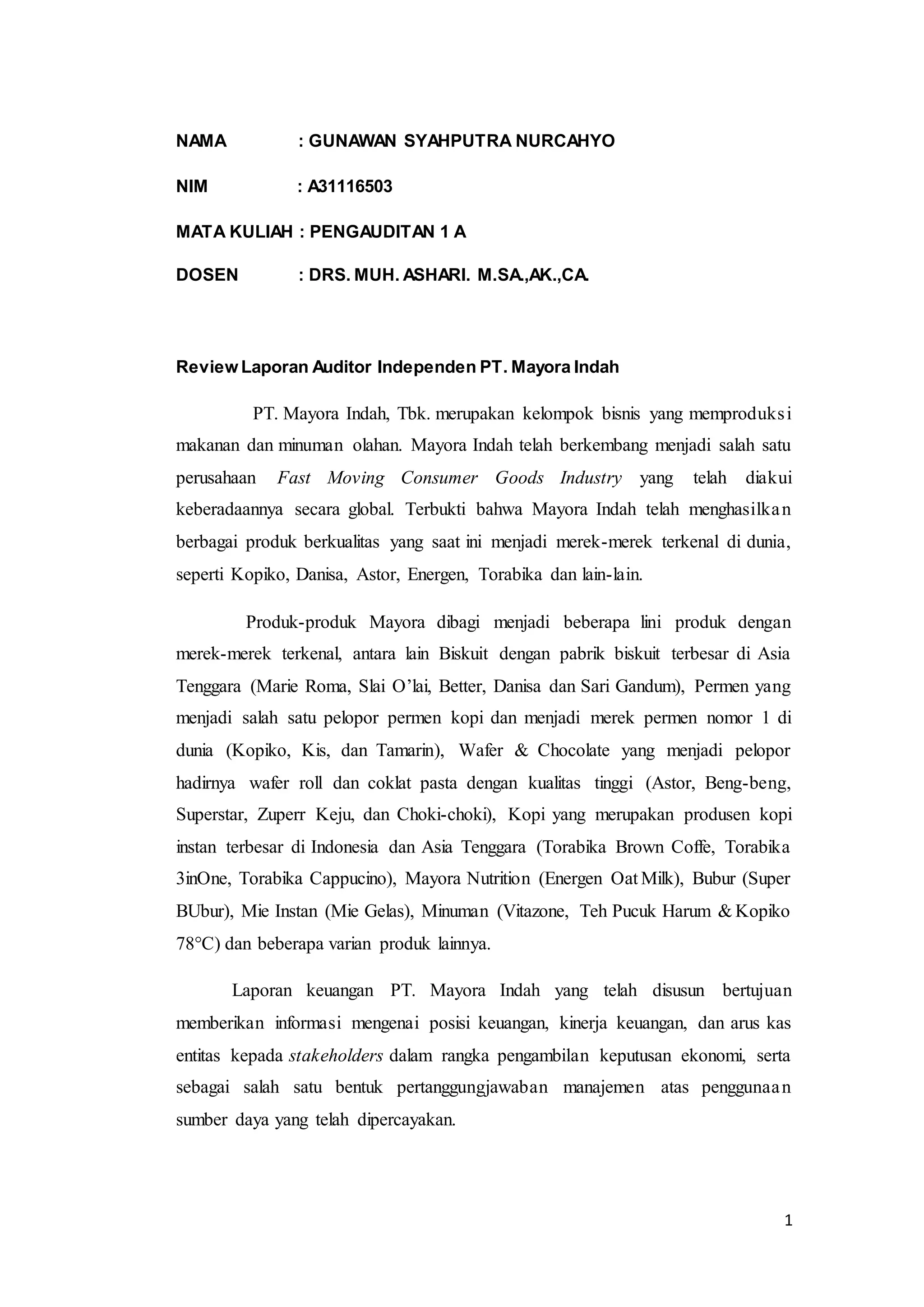 392697634 review-laporan-audit-mayora | DOCX