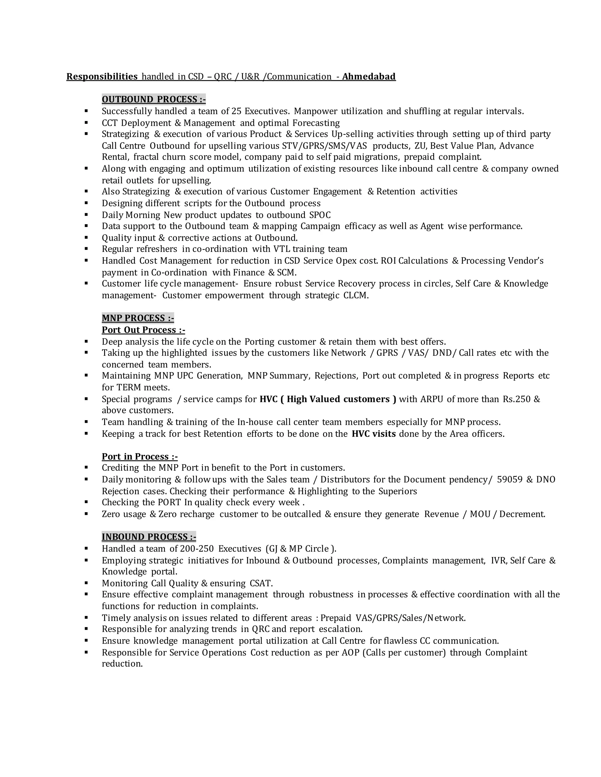 Responsibilities handled in CSD | DOCX