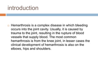 Hemartrosis (Pendarahan sendi) in Englis | PPT