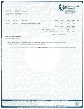 University of Phoenix Transcripts | PDF