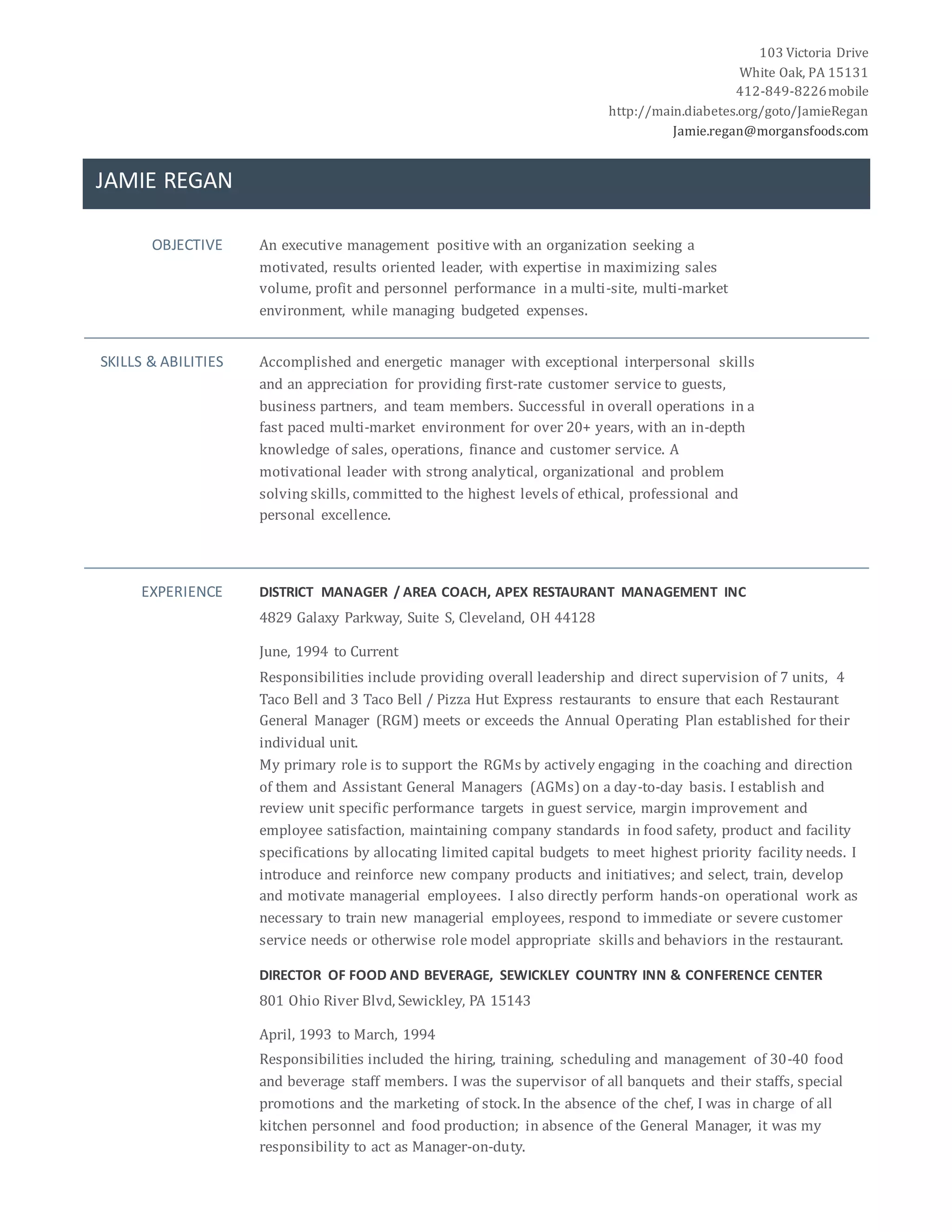 Jamie Regan resume | PDF