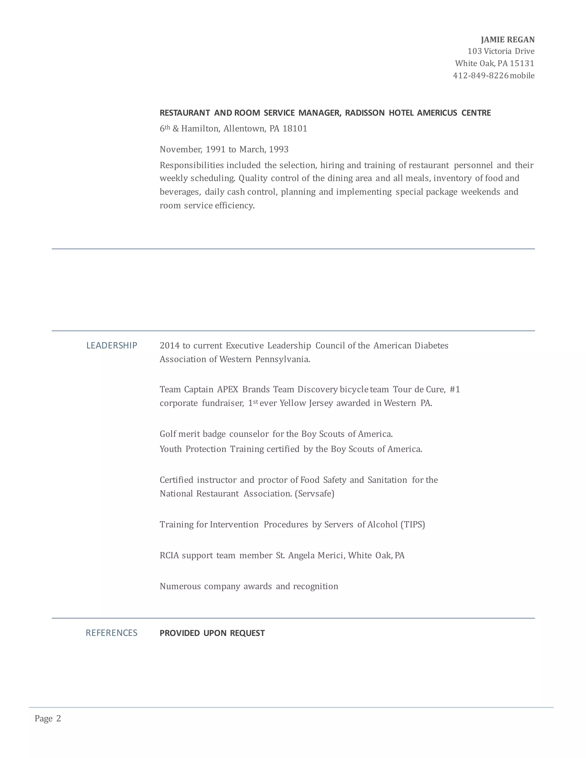 Jamie Regan resume | DOCX | Business | Business and Finance