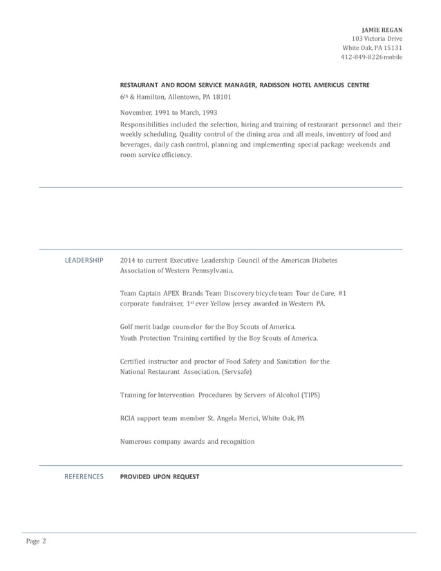 Jamie Regan resume | DOCX | Business | Business and Finance