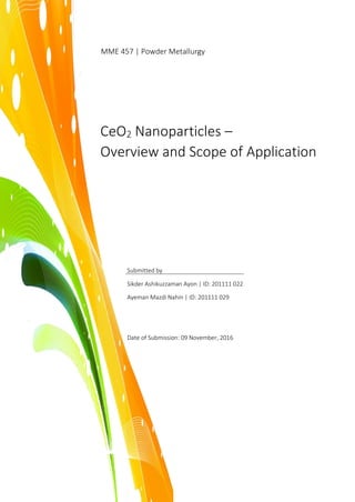 CeO2 Nanoparticles Report | PDF