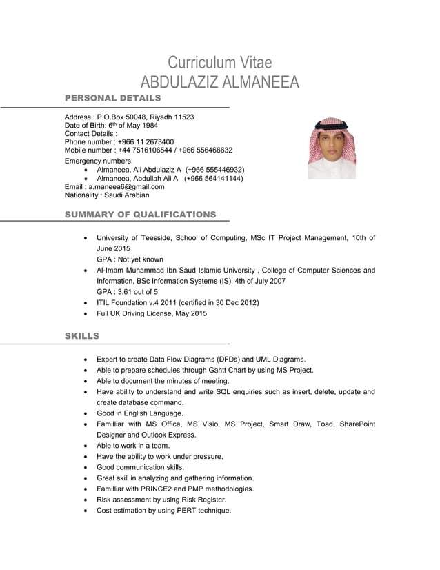 CV - Abdulaziz Almaneea | PDF
