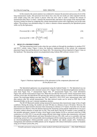 Portable spirometer using pressure-volume method with Bluetooth integration to Android ...