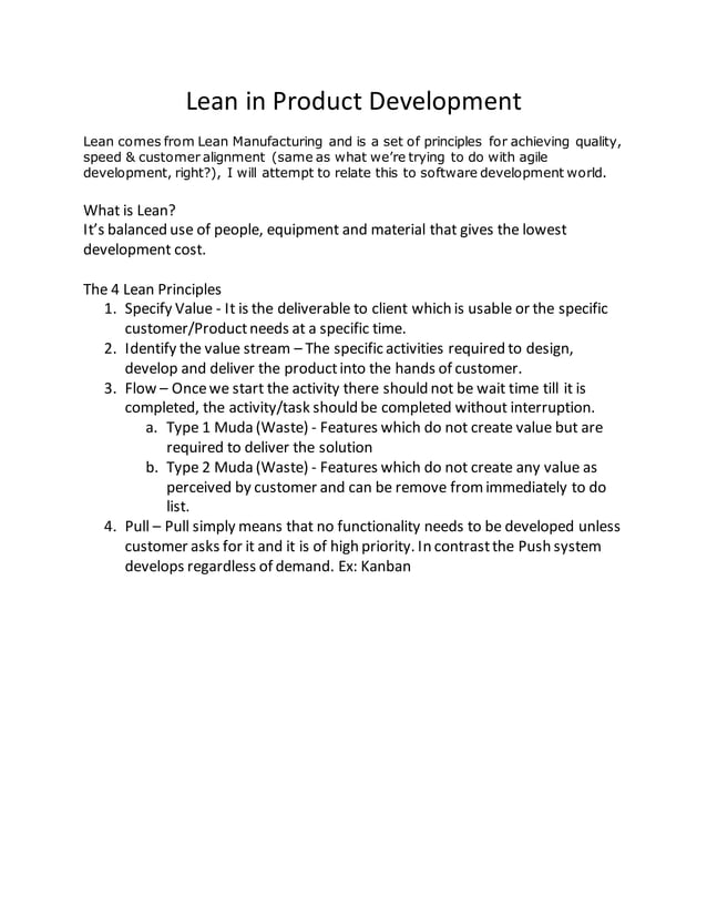 Lean in Product Development | PDF
