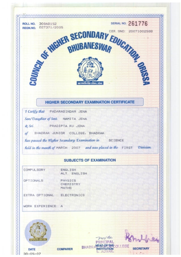 12th STD CERTIFICATE