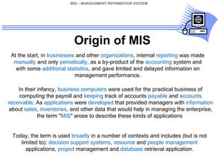 39343460 mis | PPT | Computing | Technology & Computing