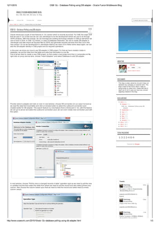 OSB 12c - Database Polling using DB adapter - Oracle Fusion Middleware Blog | PDF | Databases ...