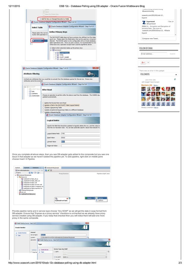 OSB 12c - Database Polling using DB adapter - Oracle Fusion Middleware Blog | PDF