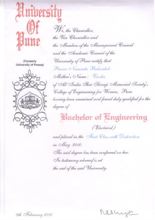 BE Certificate | PDF