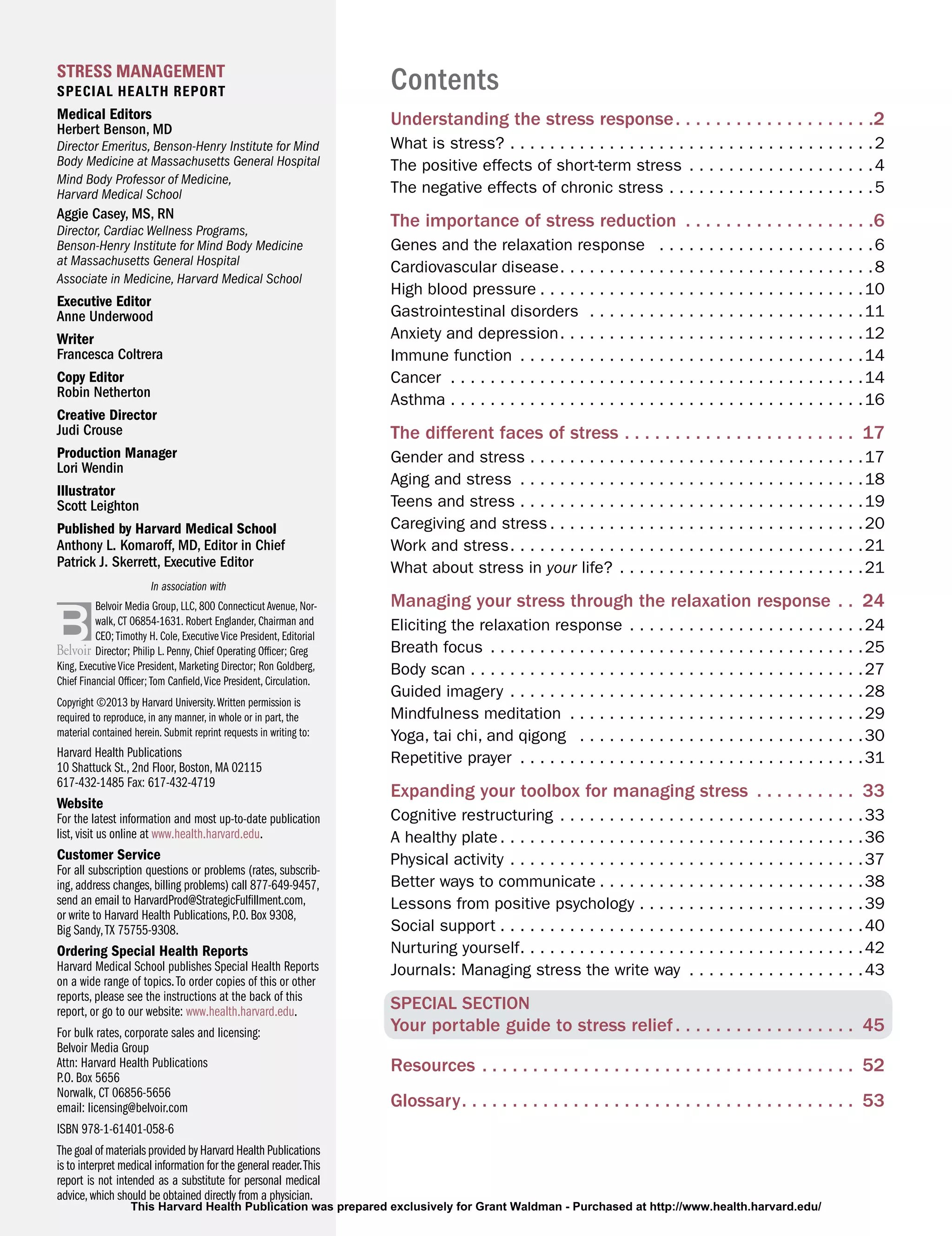 harvard_med_school_-_stress_management Report | PDF