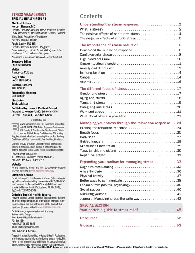 harvard_med_school_-_stress_management Report | PDF