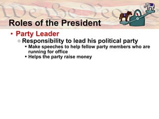 Roles of the President | PPT | Political Issues & policy | Politics