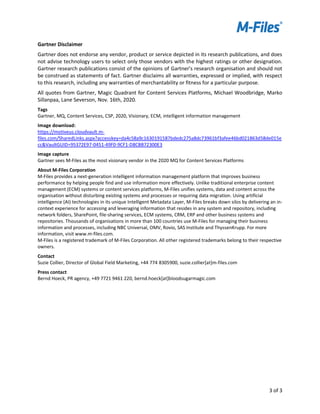 M-Files Named a Visionary in 2020 Gartner Magic Quadrant for Content ...