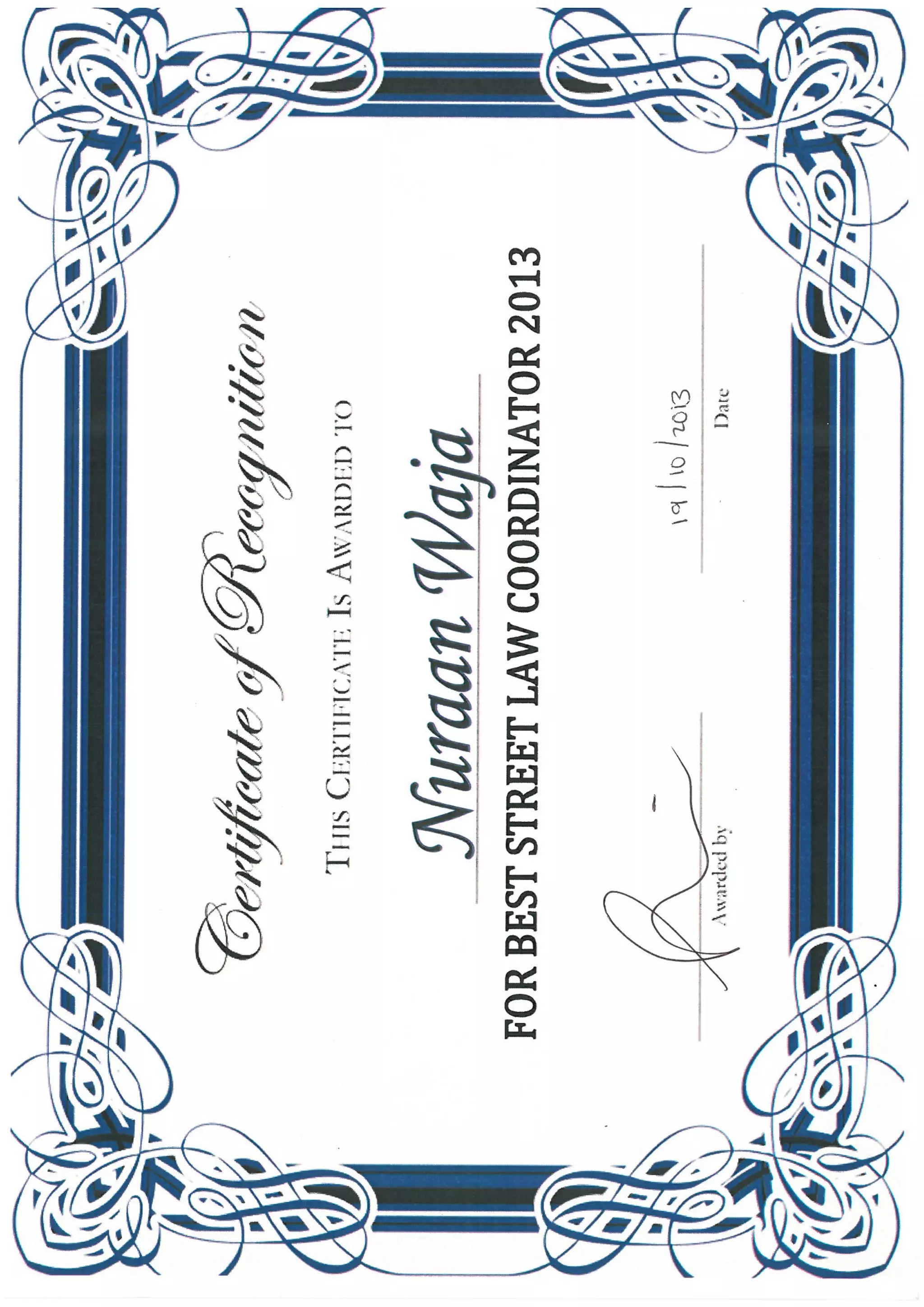street law certificate of recognition | PDF