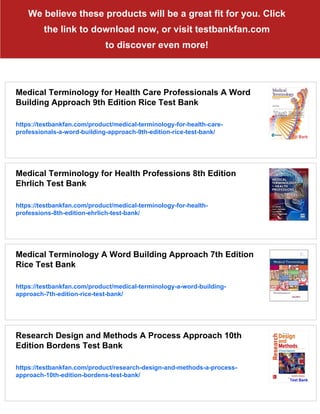Medical Terminology for Health Care Professionals 8th Edition Rice Test ...