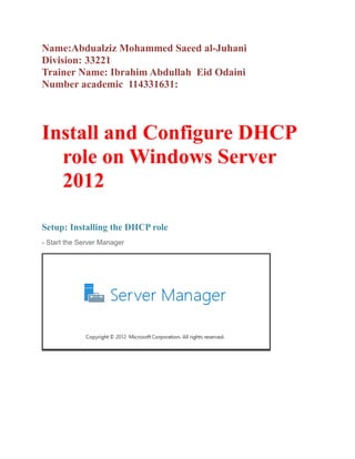 Install and Configure DHCP role on Windows Server 2012 | PDF | Computer Networking | Computing