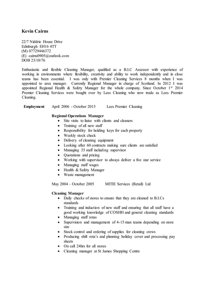 Kevin Cairns new cv | PDF