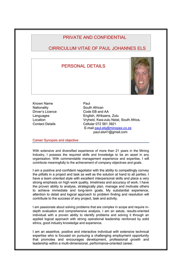 P J Els CV Feb 2015 updated.compressed | PDF