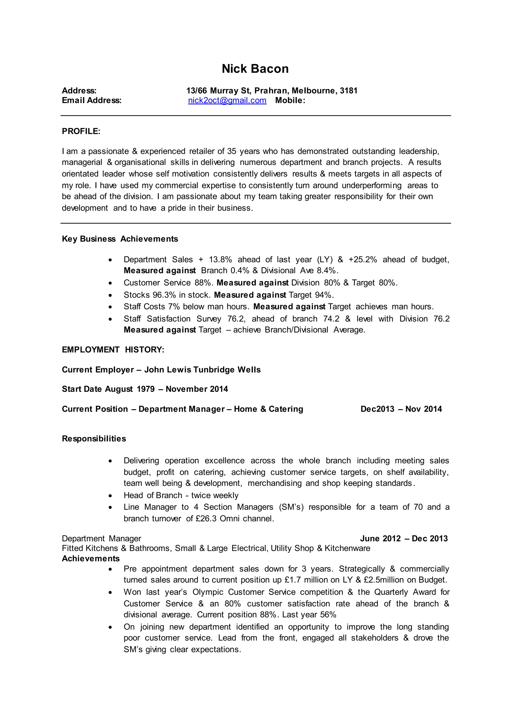 Nick Bacon CV | PDF