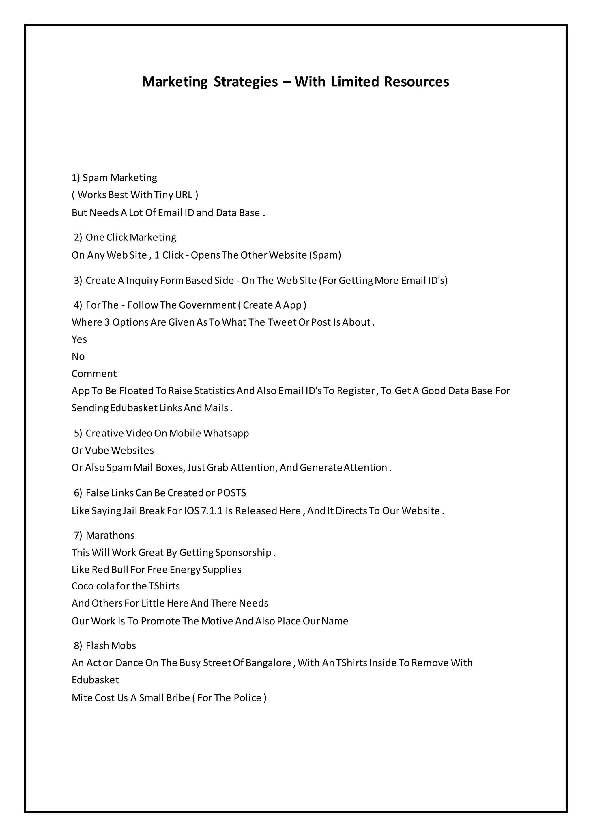 Marketing Strategies - With Limited Resources | PDF