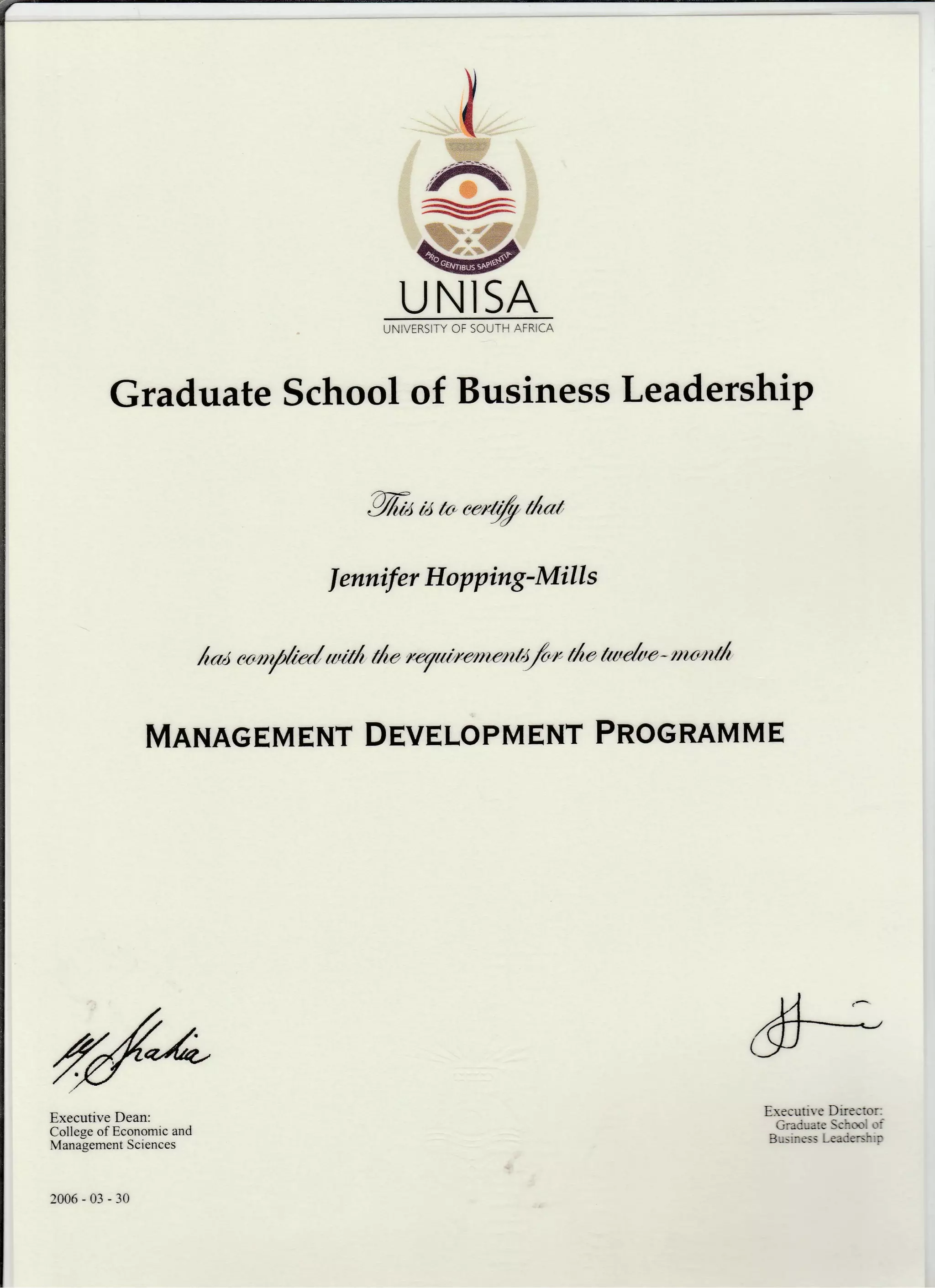 UNISA MDP Diploma 2006 | PDF