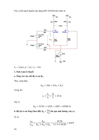 Giải bài tập mạch điện tử | DOCX