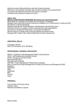 Marcel Lankas CV | DOC