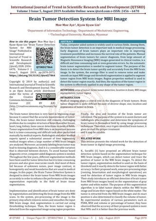 Brain Tumor Detection System for MRI Image | PDF