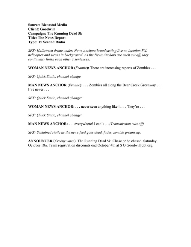 WRITING SAMPLES - SCRIPTS | PDF | Free Download