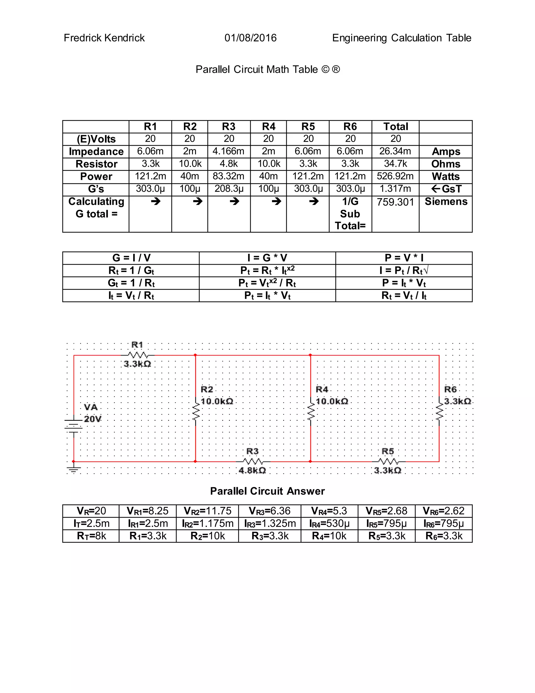 Parallel Circuit Math Table Blanks | DOCX