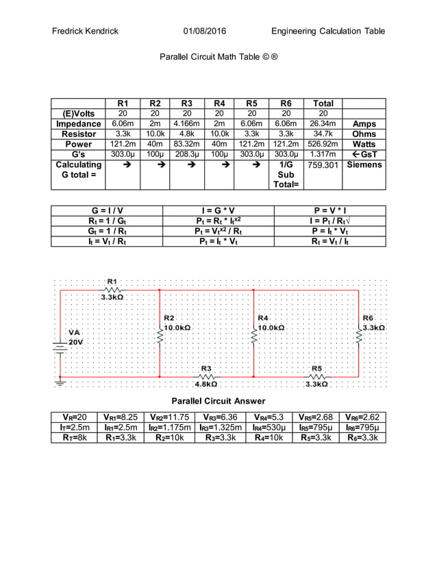Parallel Circuit Math Table Blanks | PDF