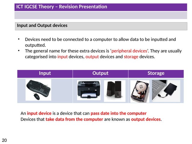 COMPLETE IGCSE NOTE 396442924-ICT-For-IGCSE.pptx | Computer Peripherals ...