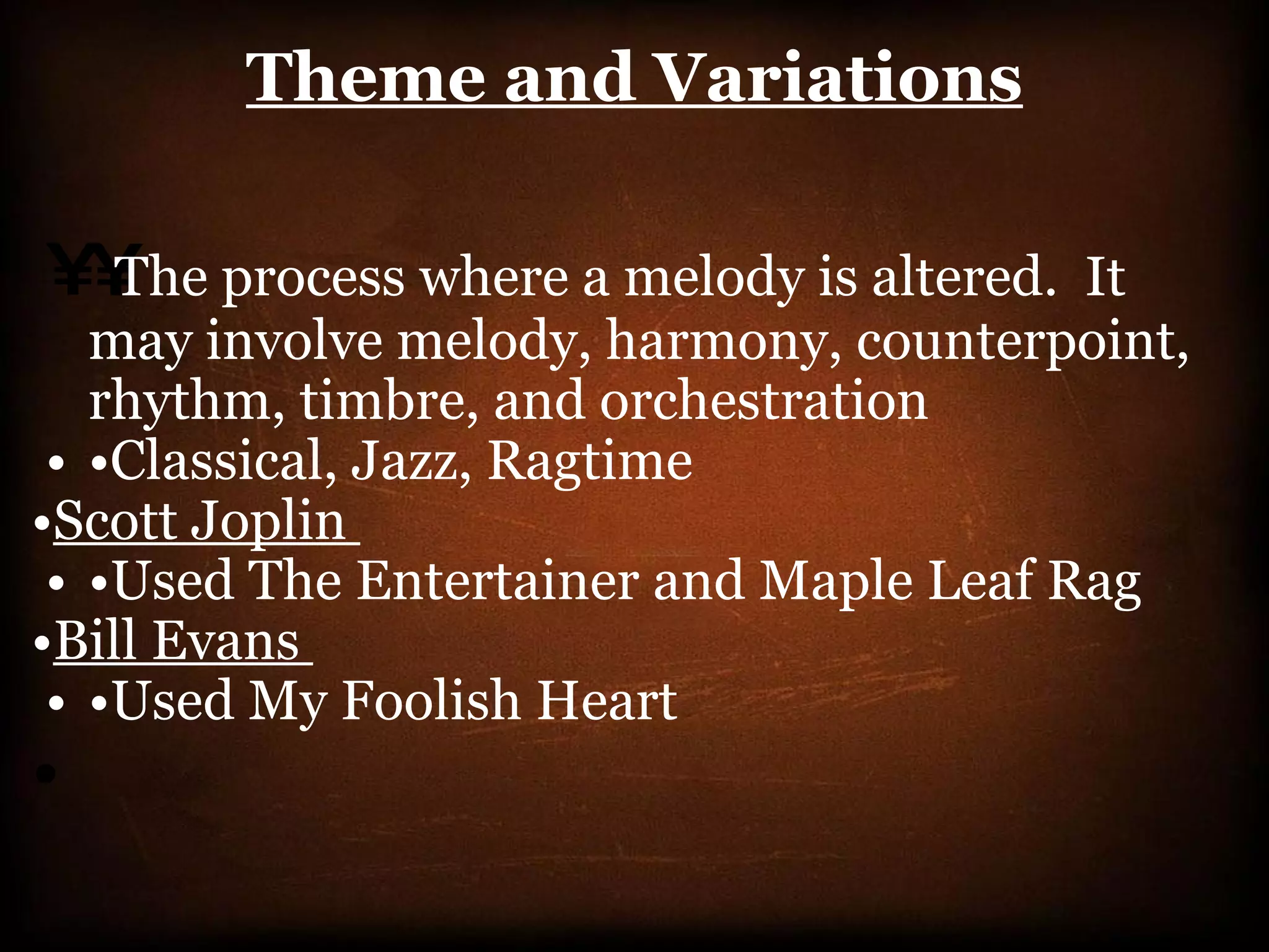 THEME & VARIATIONS | PPT | Jazz | Music
