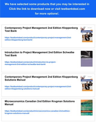 Methods of IT Project Management 2nd Edition Brewer Test Bank | PDF