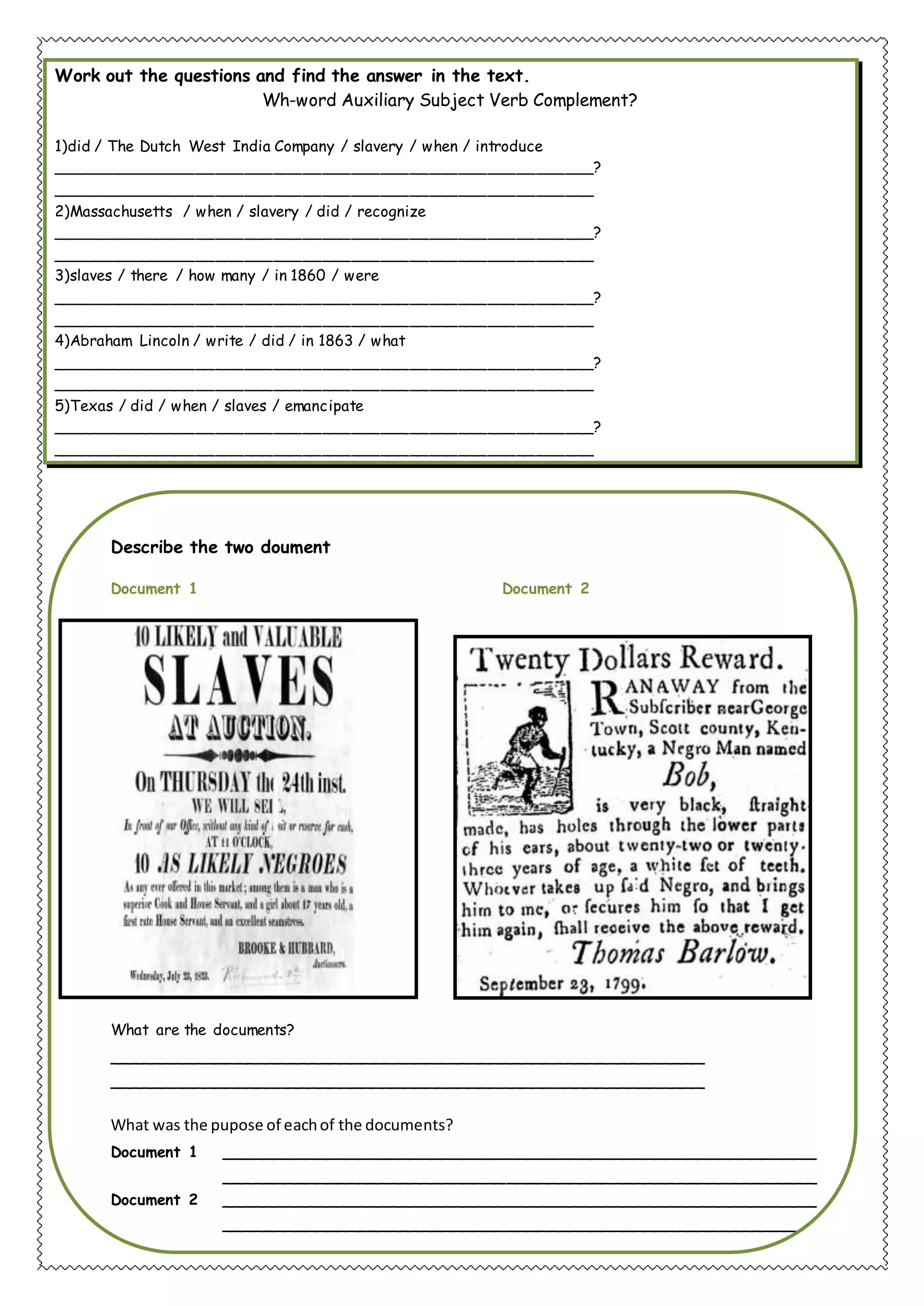 slavery-reading-comprehension-exercises | DOCX