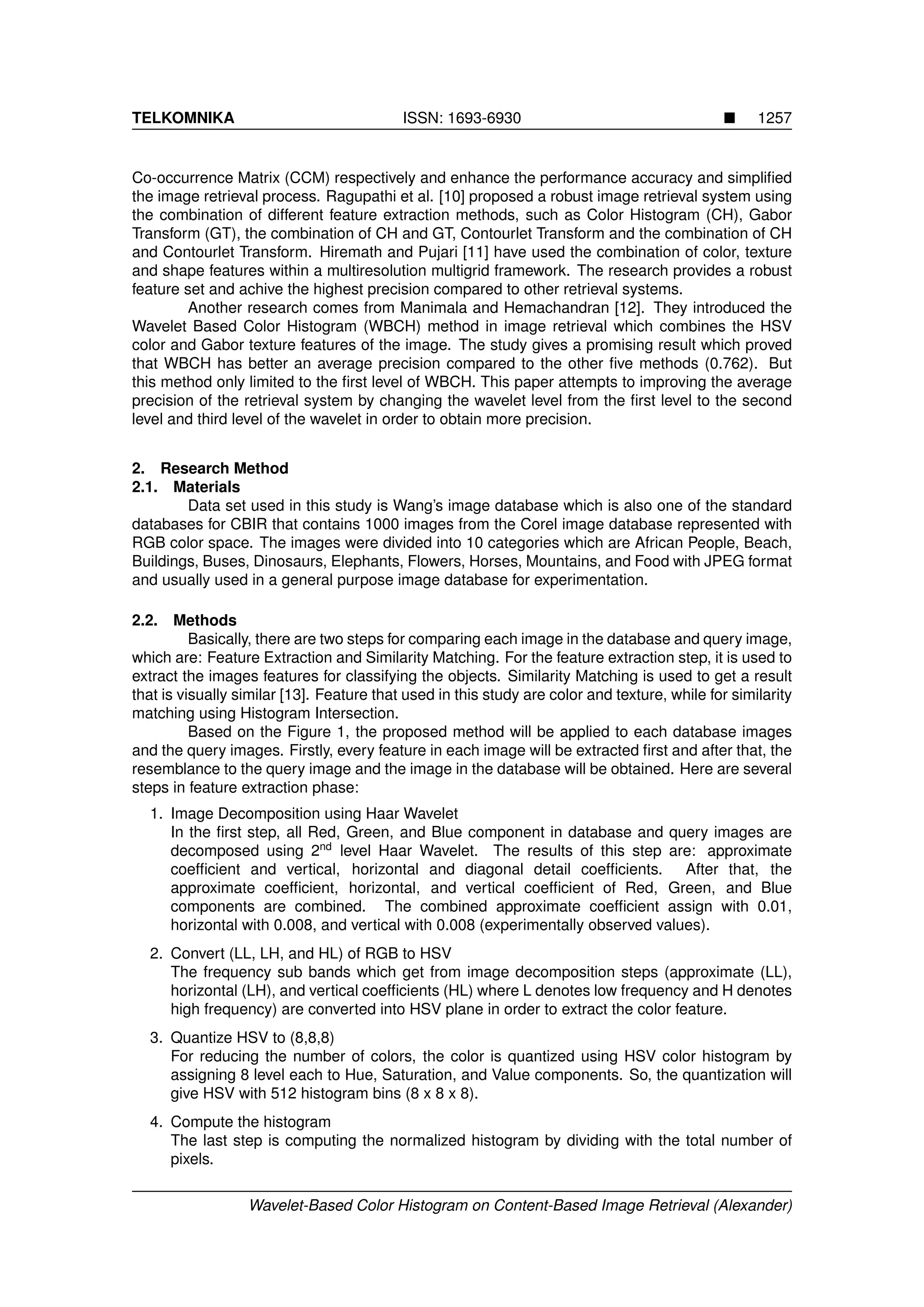 Wavelet Based Color Histogram On Content Based Image Retrieval Pdf 7231