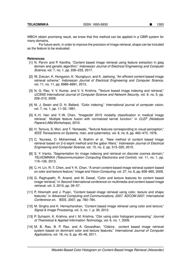 Wavelet Based Color Histogram On Content Based Image Retrieval Pdf Databases Computer