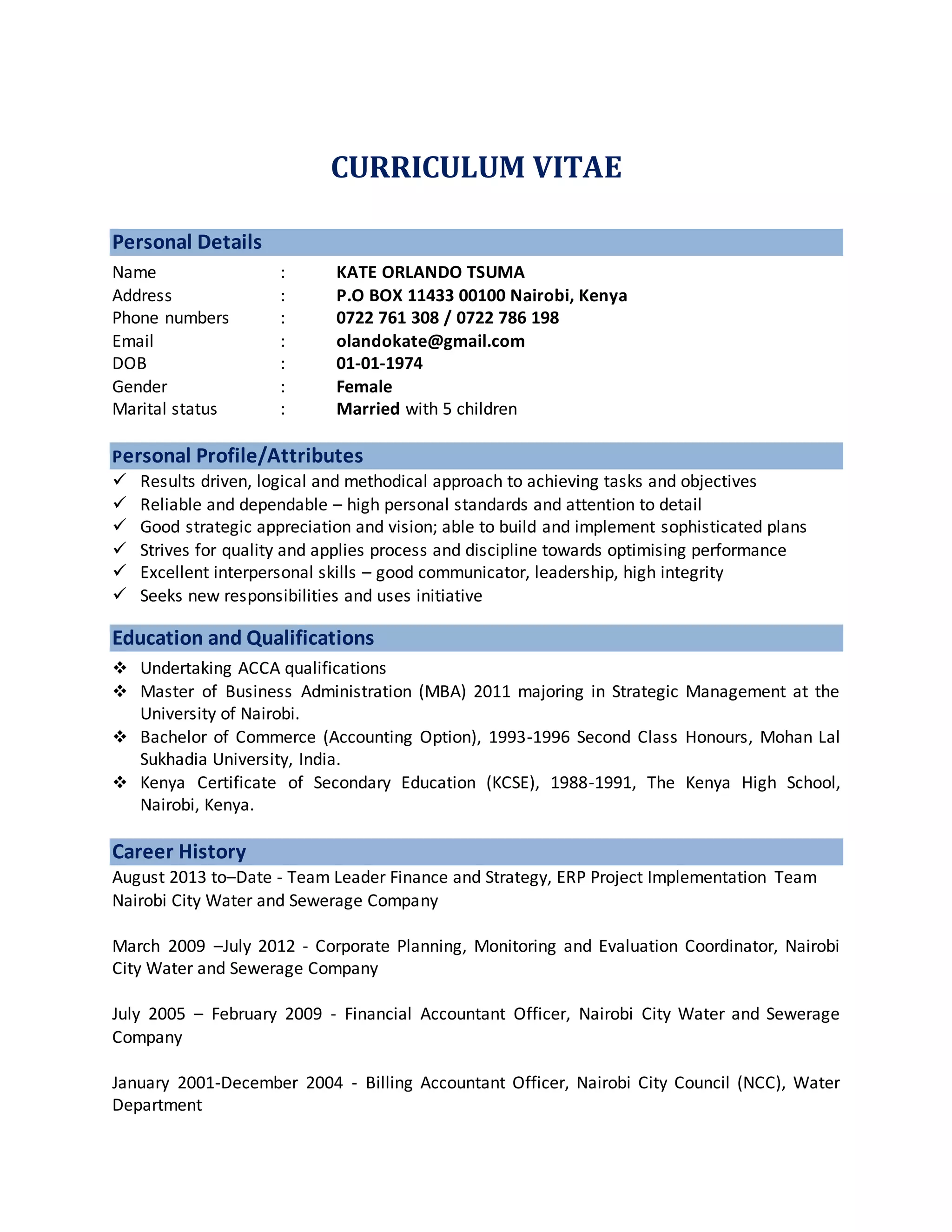 CURRICULUM VITAE- Kate | DOCX