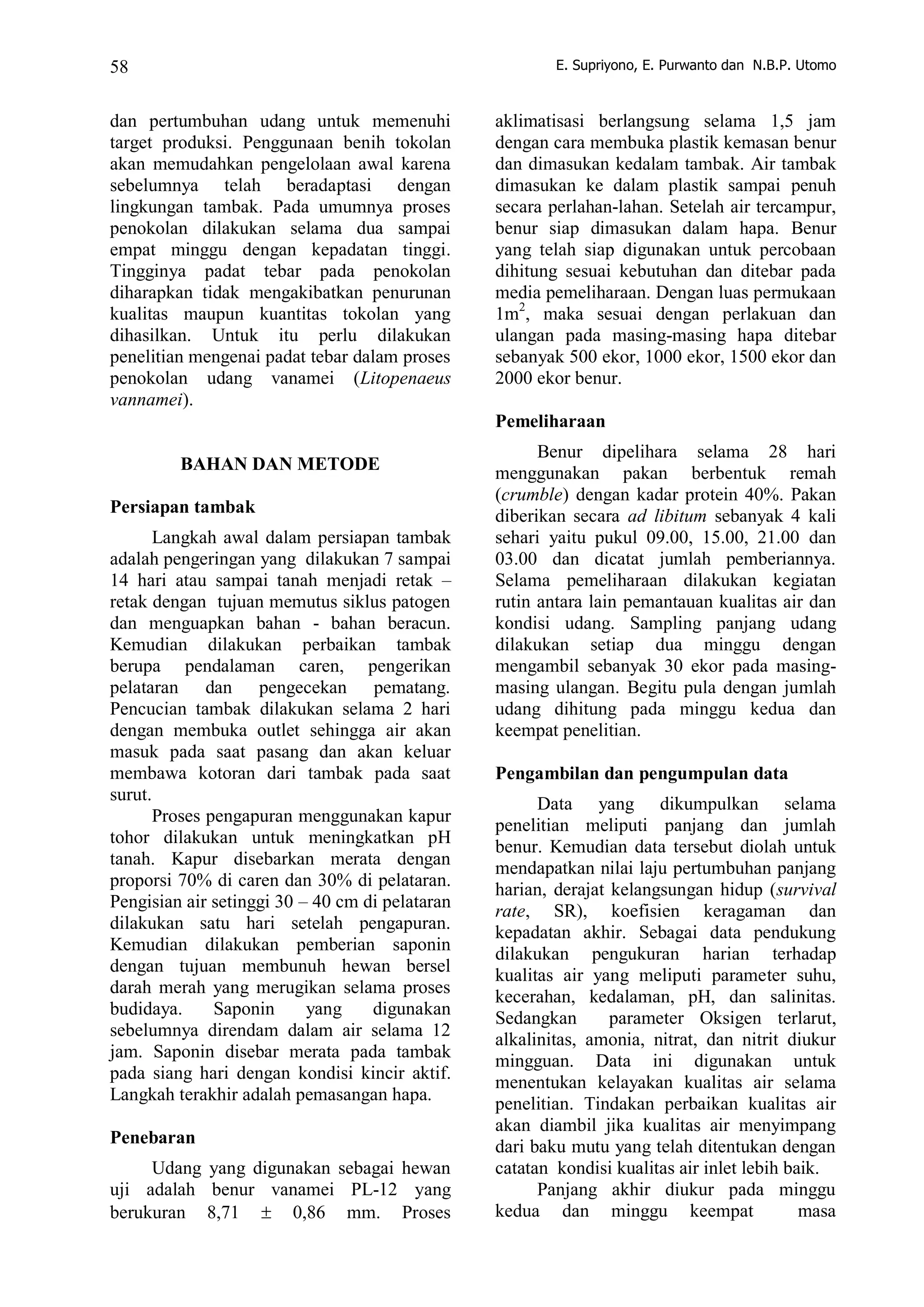 PRODUKSI TOKOLAN UDANG VANAMEI (Litopenaeus vannamei) DALAM HAPA DENGAN PADAT PENEBARAN YANG ...