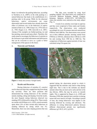 Behaviour of Captive Ostriches (Struthio camelus) at Universiti Malaysia Kelantan, Bachok Campus ...